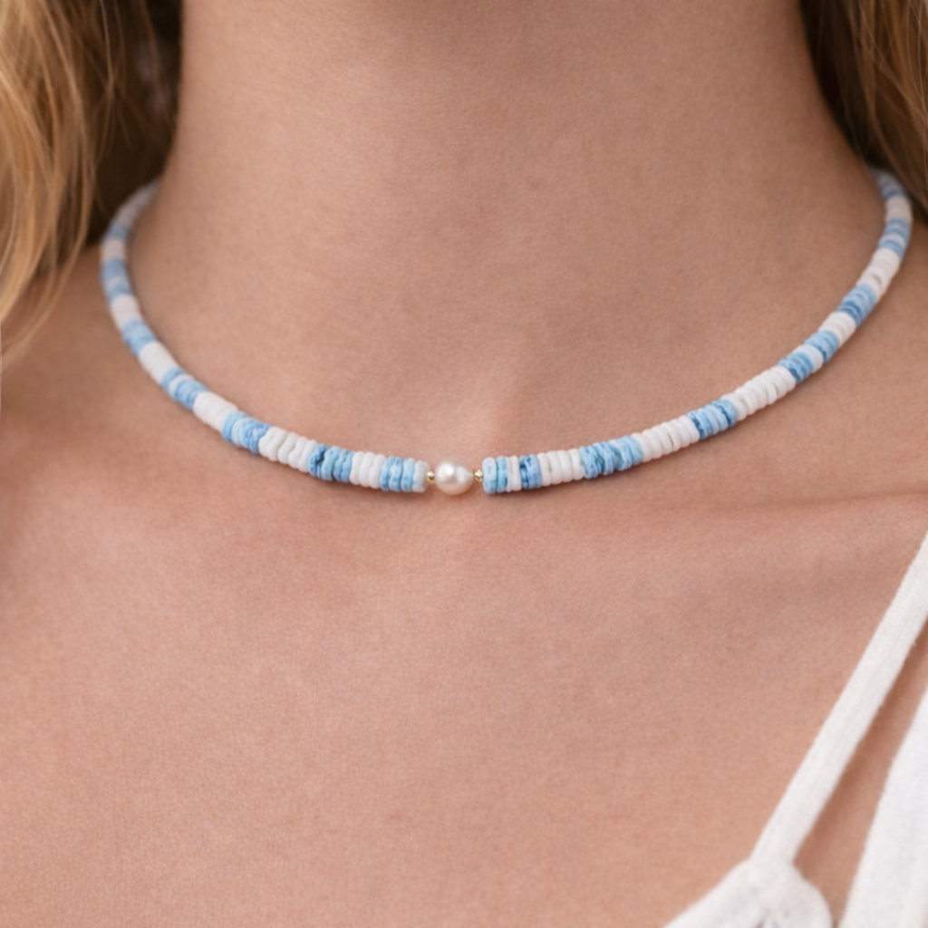 Puka Shell Ocean Breeze Choker Necklace SKY – Cape Cod Chokers